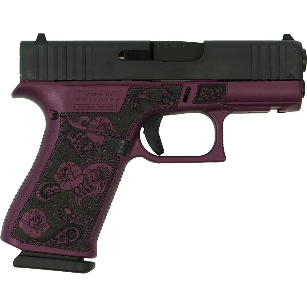 Glock 43X "Full Engraved Paisley" Black Cherry Handgun 9mm Luger 10rd ...